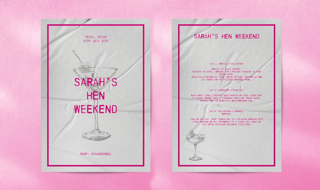 Hen Do / Hen Weekend Invite - Etsy