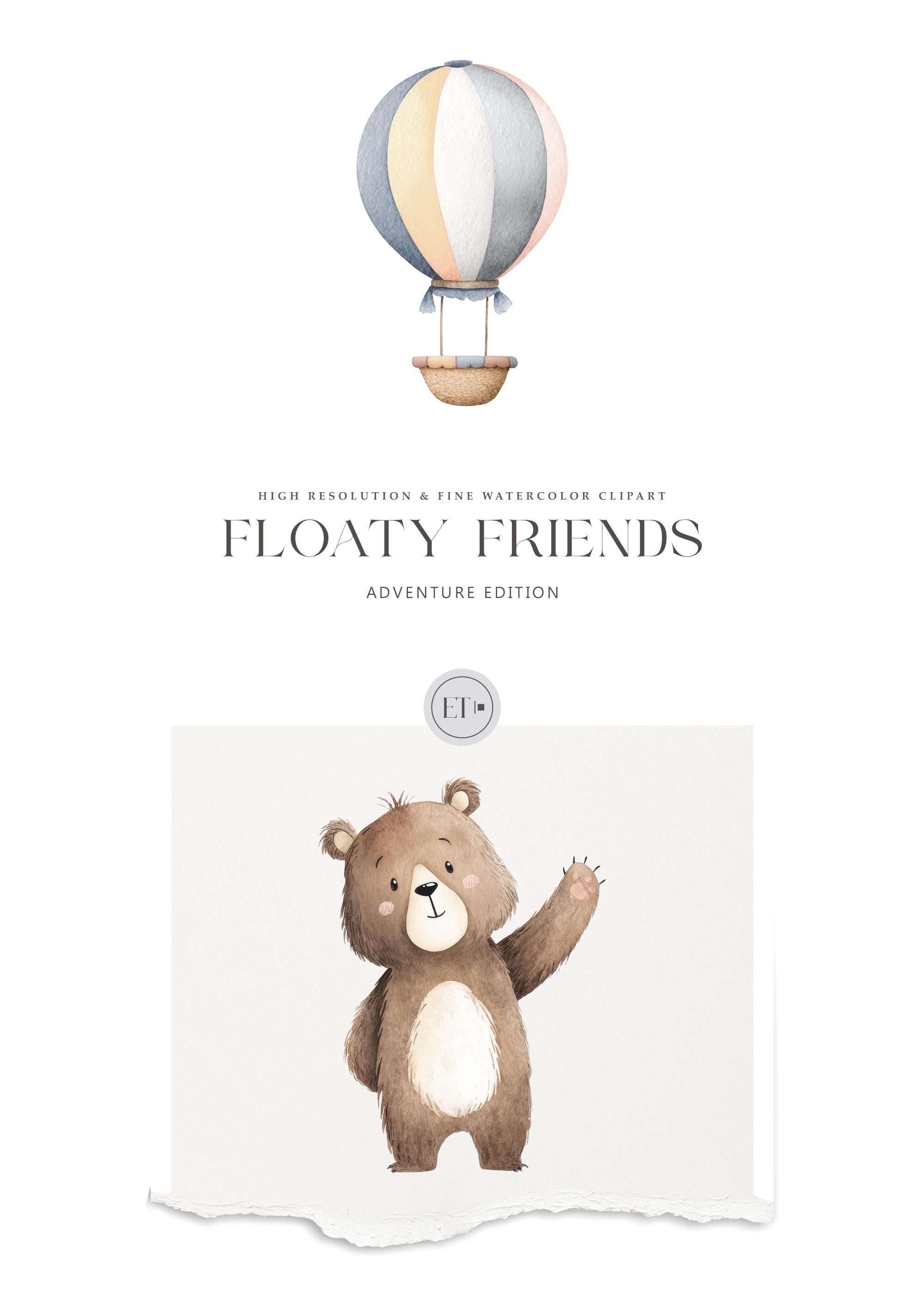Watercolor Balloon Animals Clipart: Woodland Nursery Decor, Kid's ...