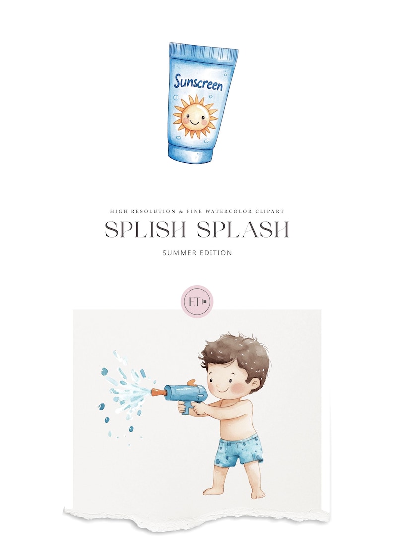 Pool Party Watercolor Clipart: Summer Kids, Nursery (commercial License ...