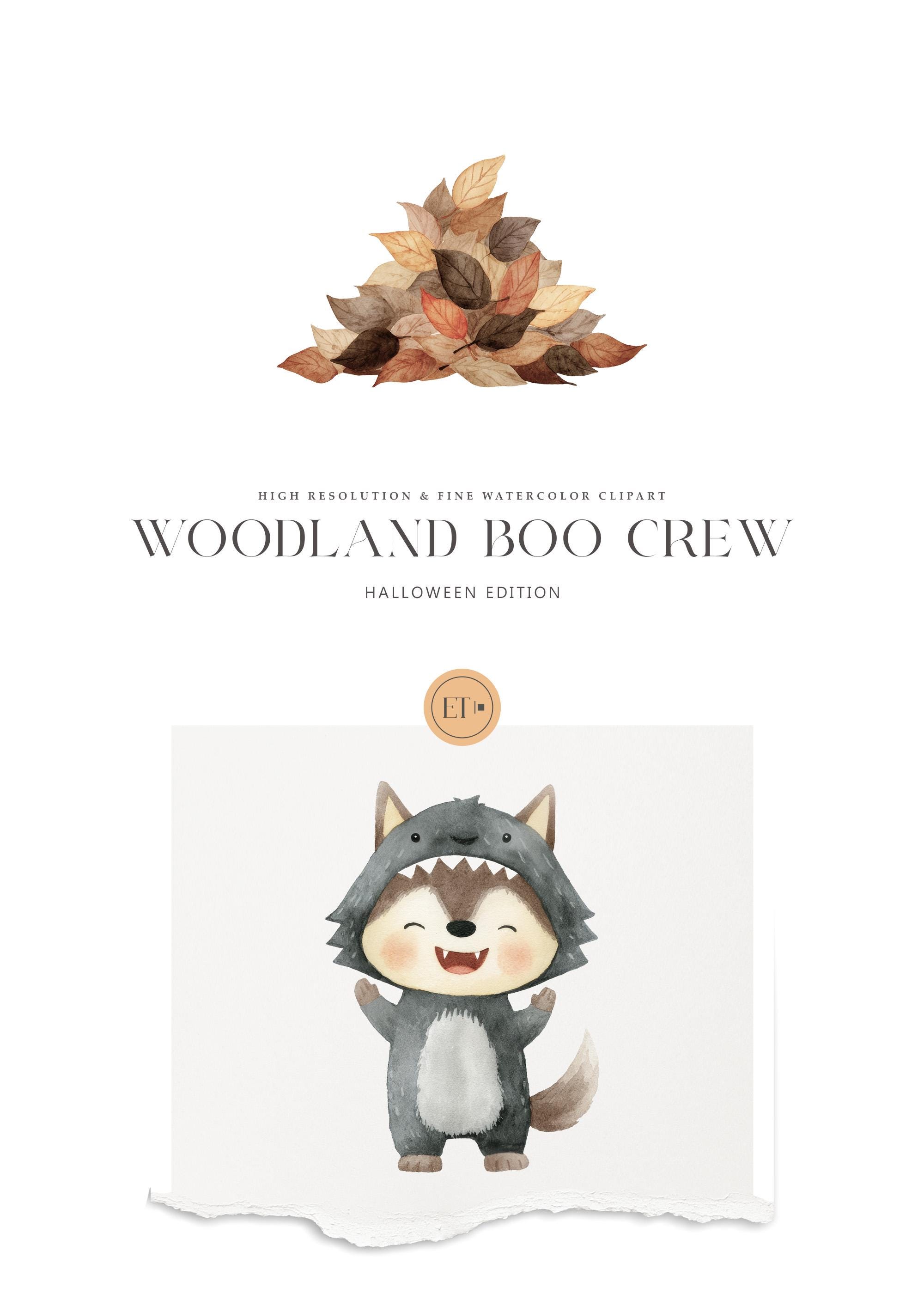 Halloween Woodland Animals Clipart: Watercolor Nursery Art for ...