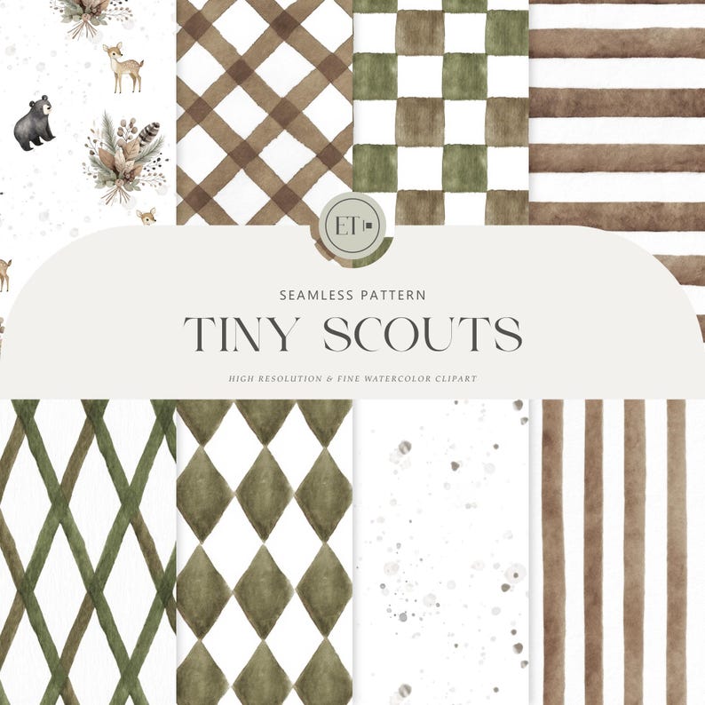 Cute Scout Seamless Pattern - Watercolor Pattern - Outdoor Pattern ...