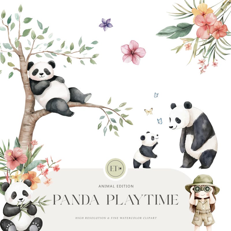 Panda Watercolor - Etsy