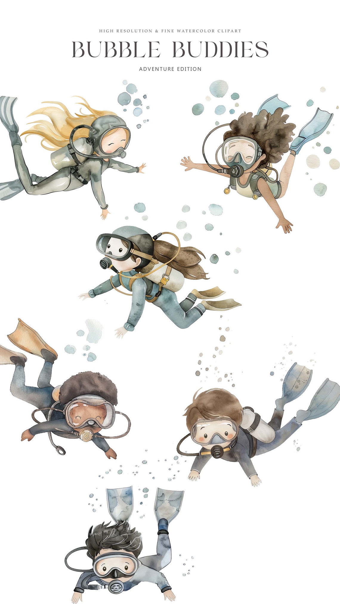 Cute Scuba Diver, Nursery Clipart - Watercolor Clipart - Ocean Animals ...