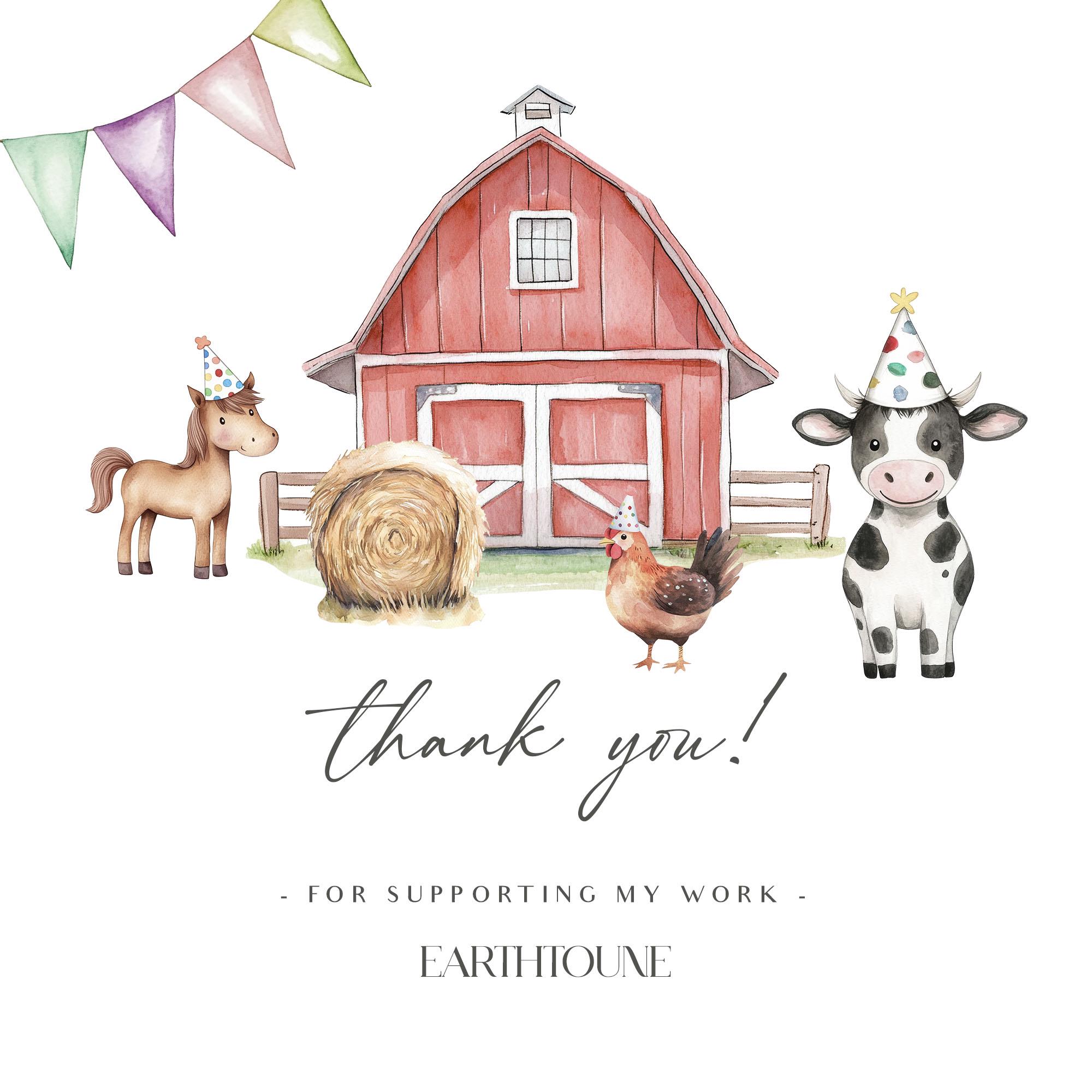 Watercolor Farm Animals Clipart: Birthday Party (commercial Use) - Etsy