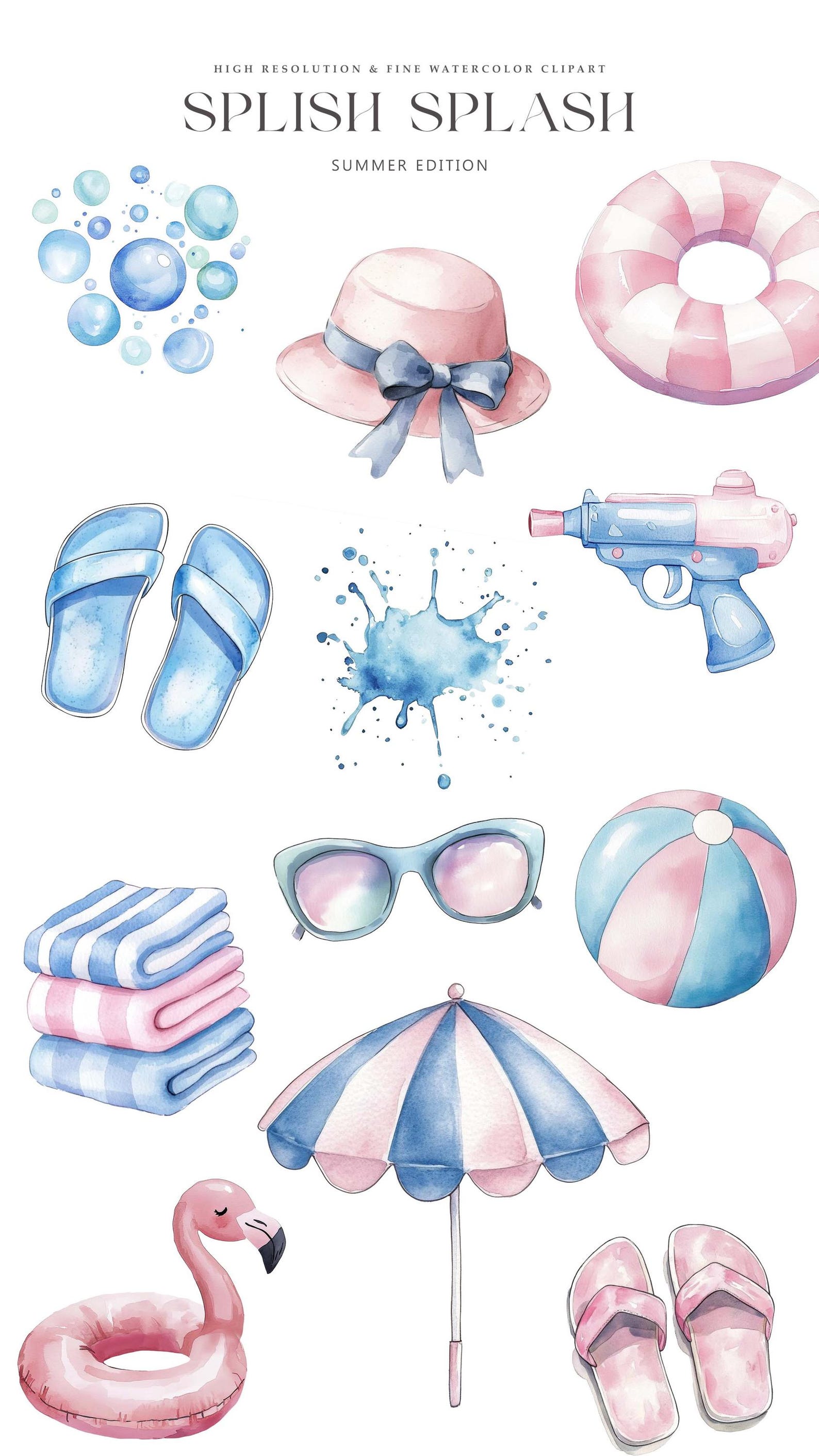Pool Party Watercolor Clipart: Summer Kids, Nursery (commercial License ...