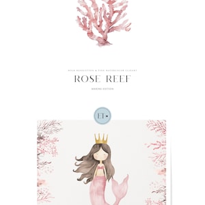 Nursery Mermaid Clipart - Watercolor Pink Mermaid Clipart - Dusty Pink ...