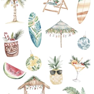 Cute Tropical Christmas Clipart - Cute Santa - Tropical Holiday ...