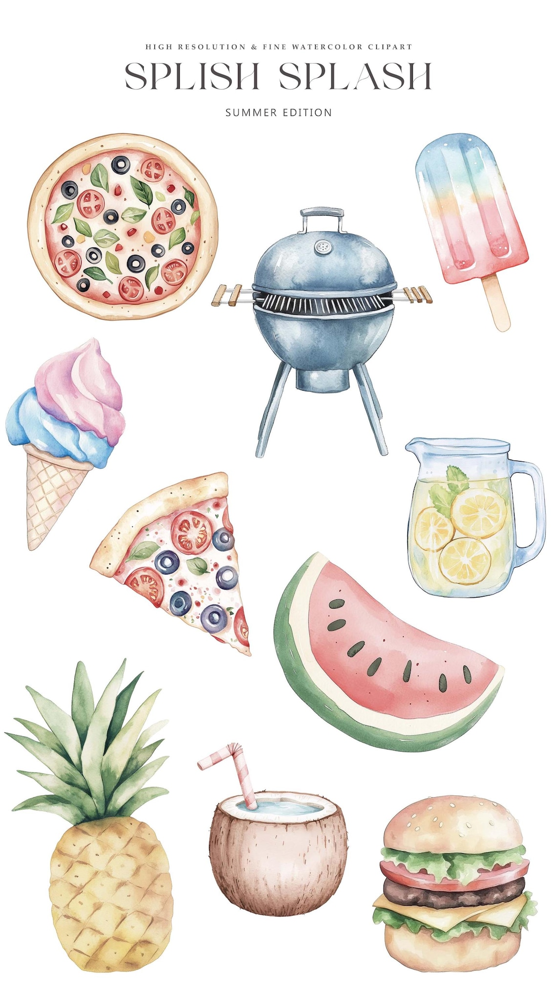Pool Party Watercolor Clipart: Summer Kids, Nursery (commercial License ...