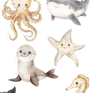 Cute Ocean Animals Clipart - Watercolor Clipart - Sealife - Underwater ...