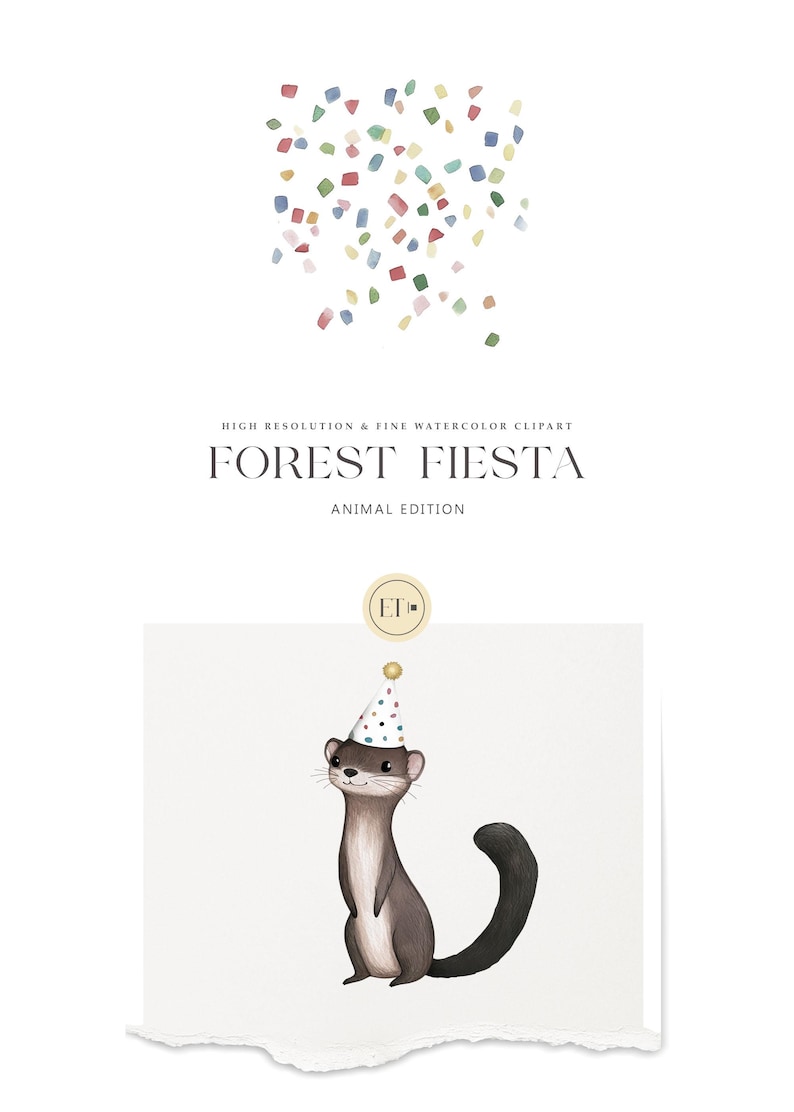 Cute Woodland Animals Party, Birthday Party Graphics, Watercolor ...
