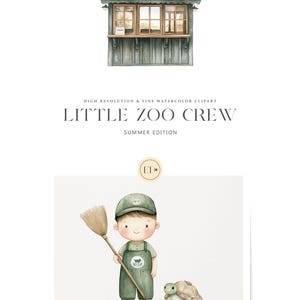 Cute Zoo Clipart - Watercolor Safari Animals - Family Clipart - Wild ...
