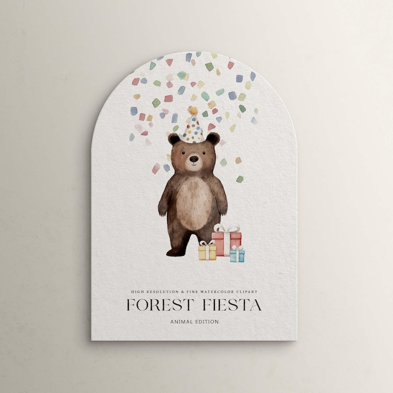 Cute Woodland Animals Party, Birthday Party Graphics, Watercolor ...