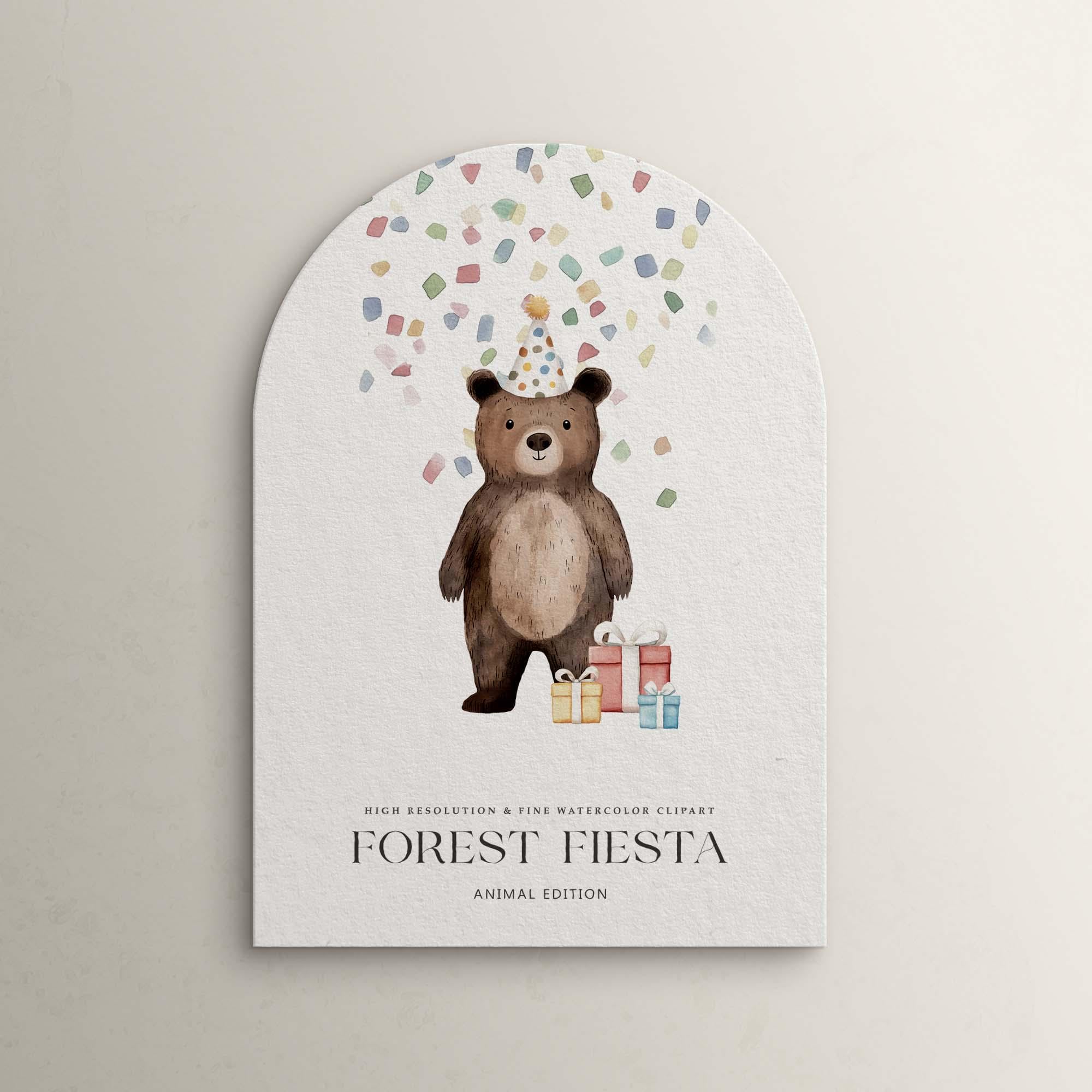 Cute Woodland Animals Party, Birthday Party Graphics, Watercolor ...