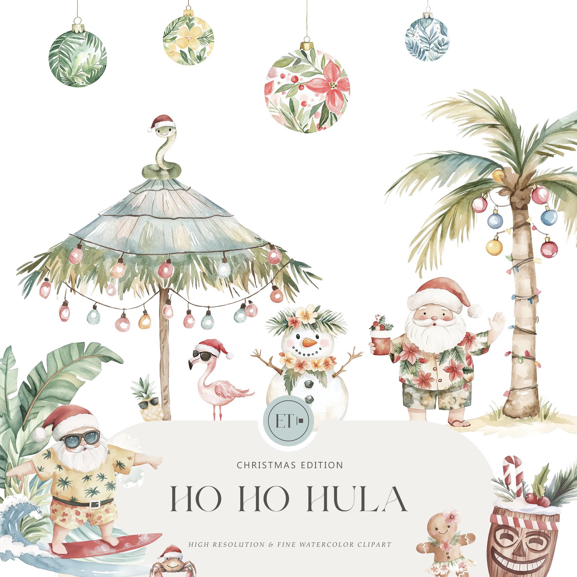 Cute Tropical Christmas Clipart - Cute Santa - Tropical Holiday ...