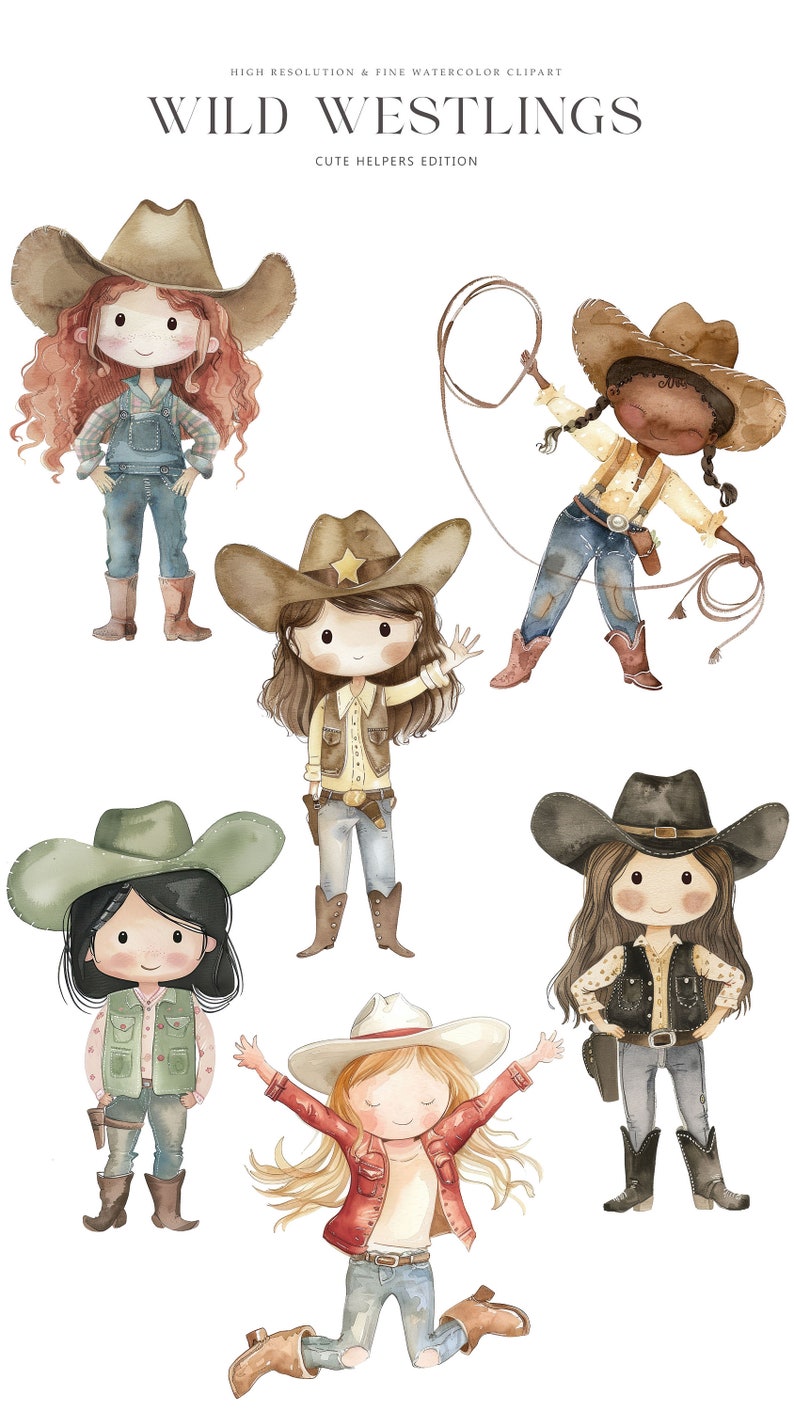 Cute Cowgirl Clipart Cute Cowboy Clipartwatercolor Clipart Wild West ...