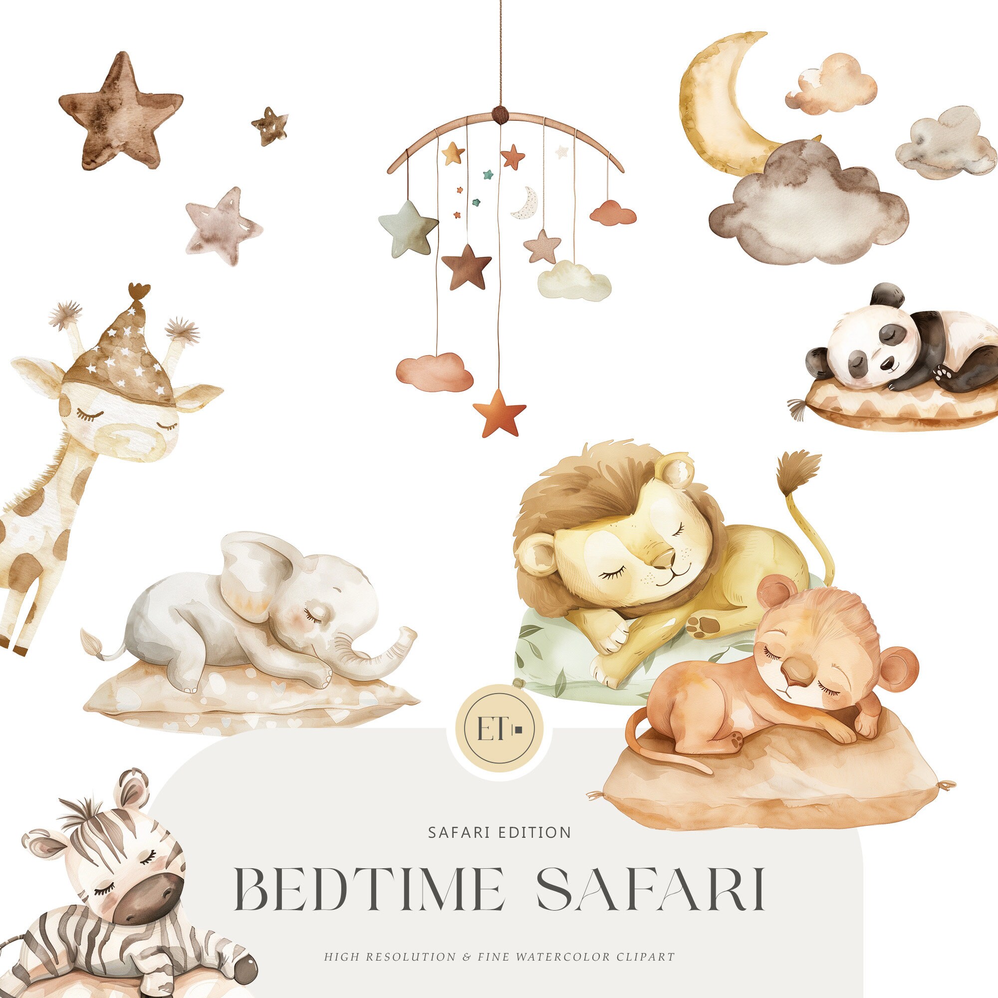 Cute Safari Clipart Bundle - Watercolor Safari - Safari Tour Clipart ...