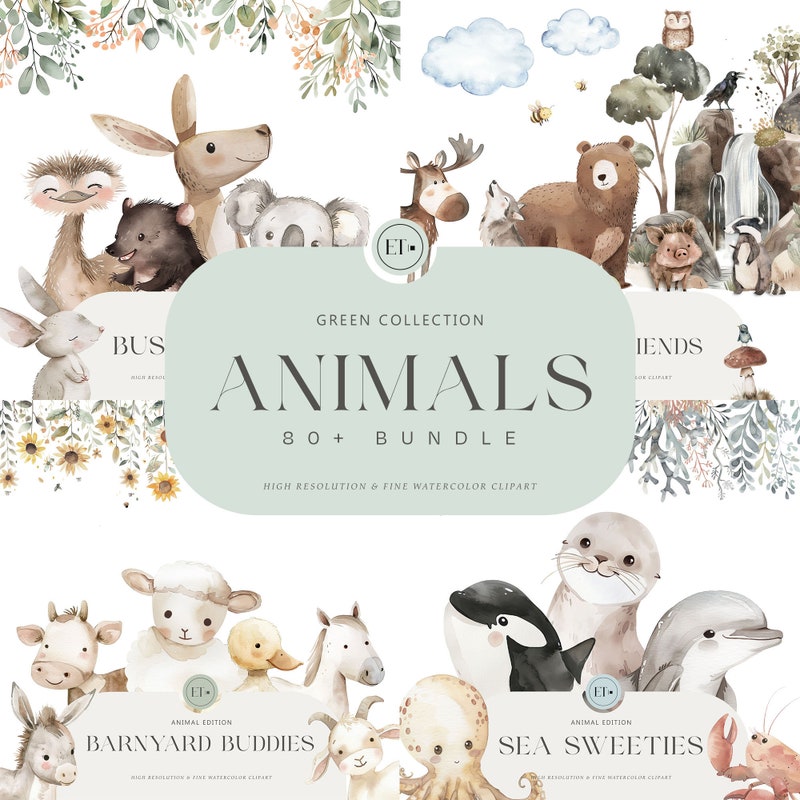 Cute Animal Clipart - Etsy