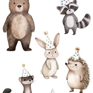 Cute Woodland Animals Party, Birthday Party Graphics, Watercolor ...