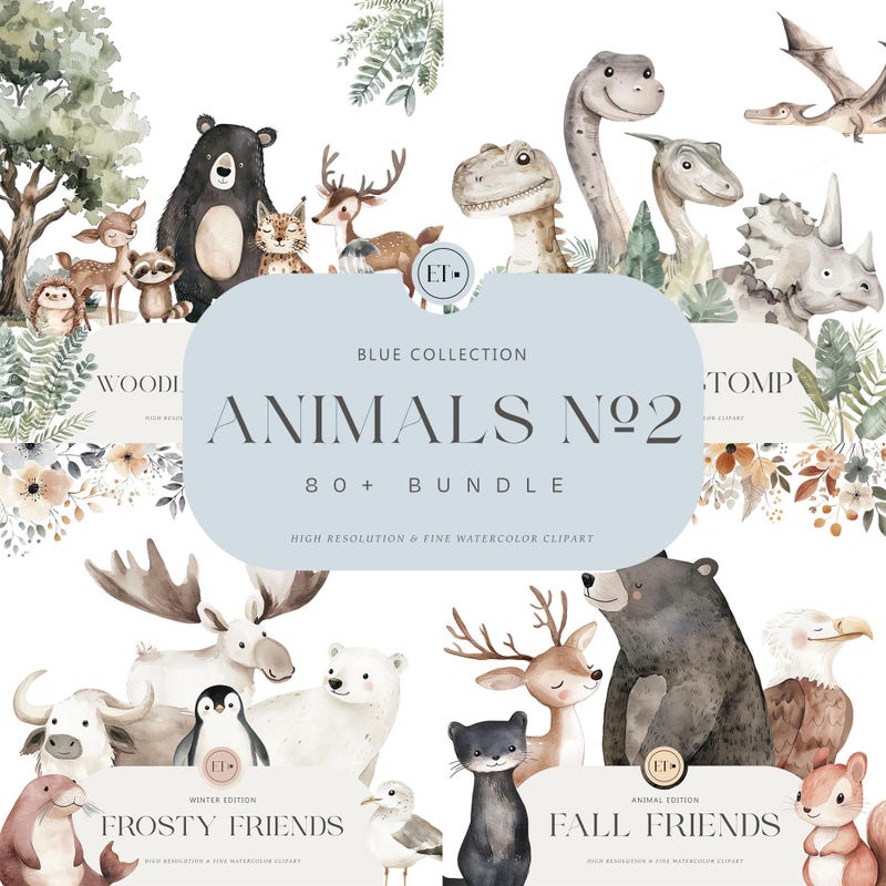 Woodland Animals Clipart - Etsy