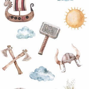 Cute Vikings Clipart - Watercolor Clipart- Nordic Vikings - Nordic ...