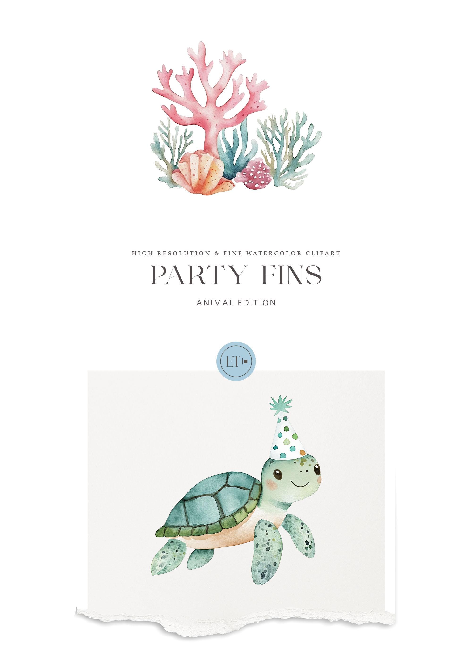 Cute Ocean Birthday Clipart: Watercolor Sea Animals, Clipart for Kids ...