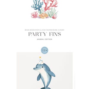Cute Ocean Birthday Clipart: Watercolor Sea Animals, Clipart for Kids ...