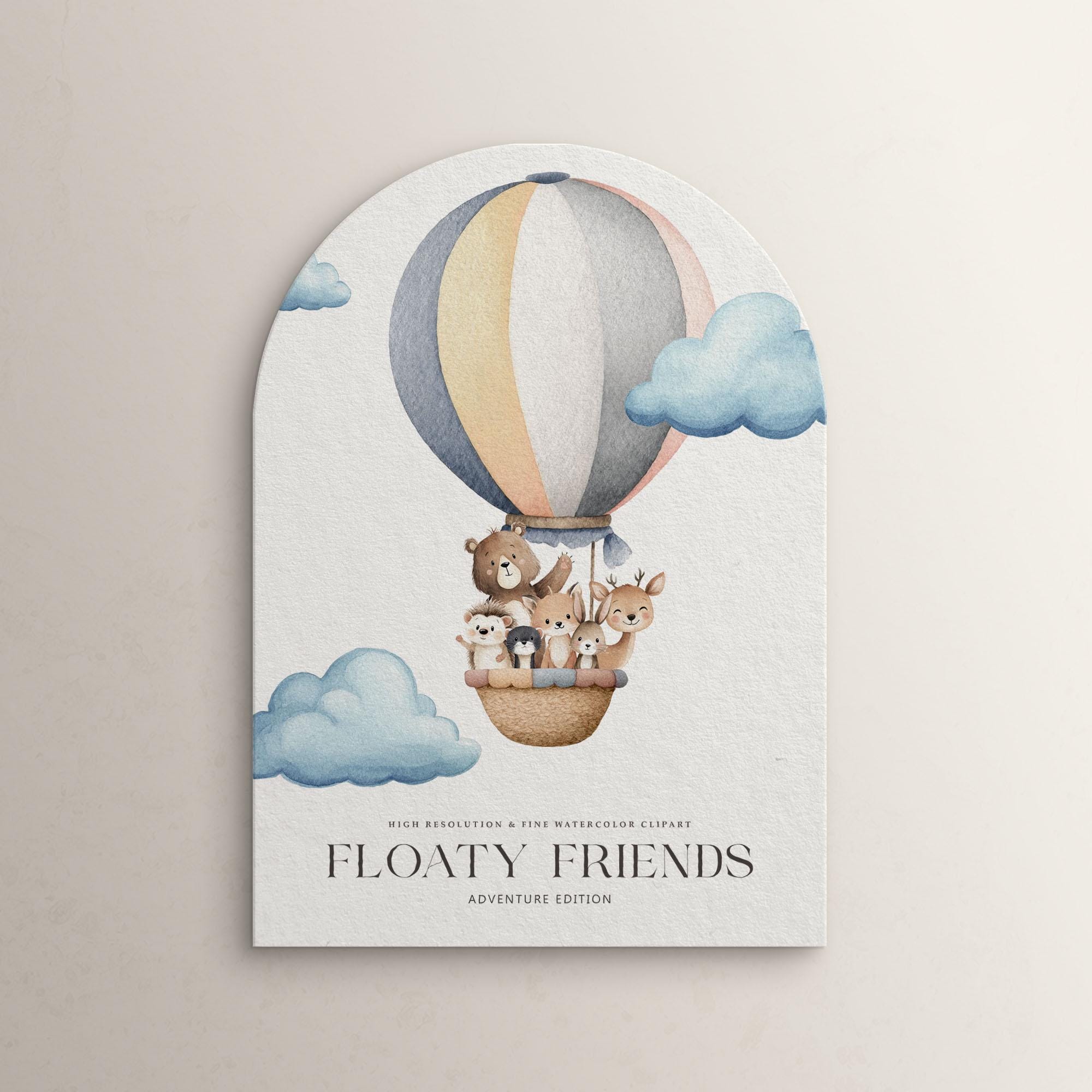 Watercolor Balloon Animals Clipart: Woodland Nursery Decor, Kid's ...