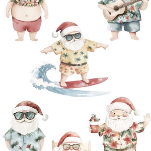 Cute Tropical Christmas Clipart - Cute Santa - Tropical Holiday ...