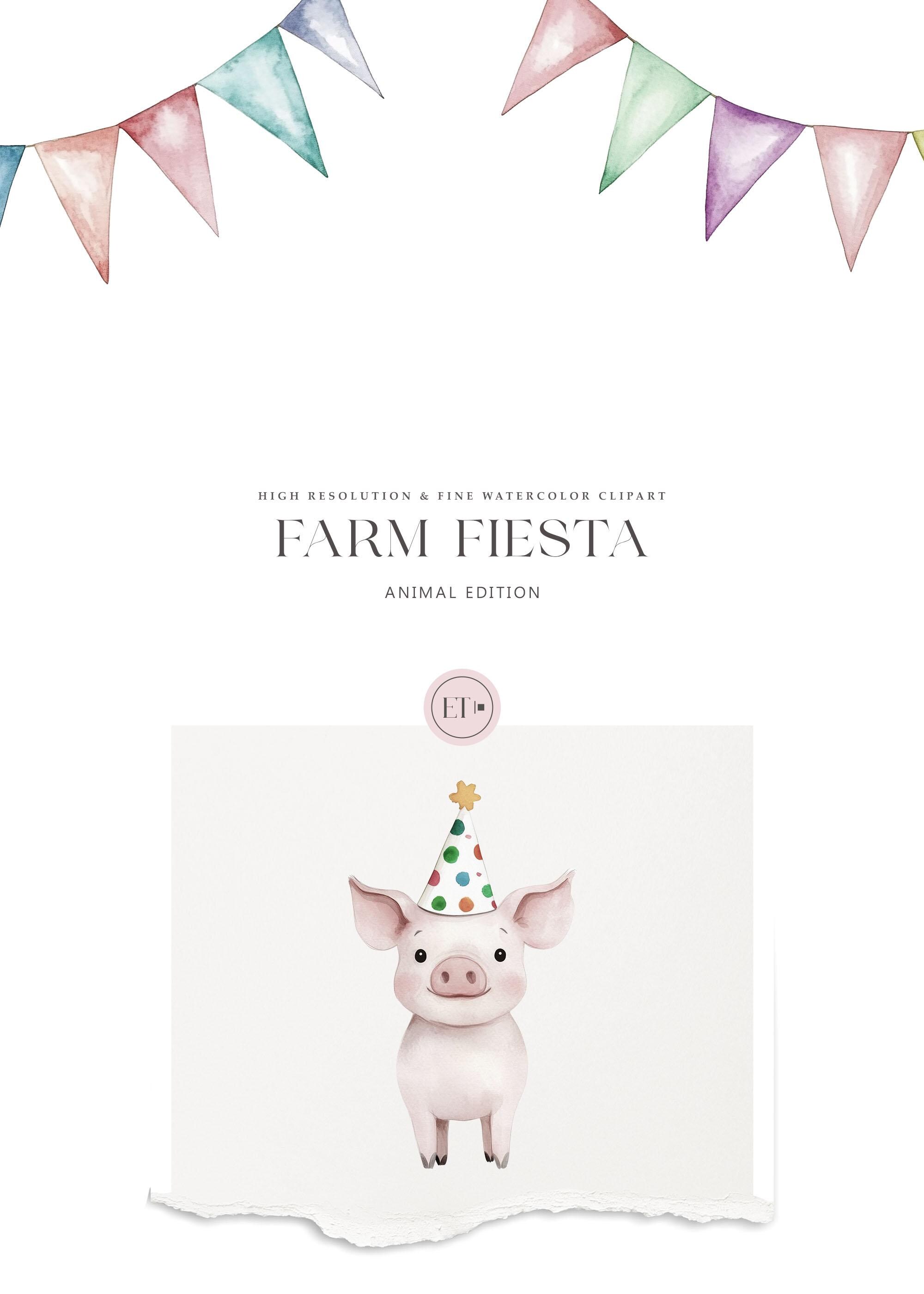 Watercolor Farm Animals Clipart: Birthday Party (commercial Use) - Etsy