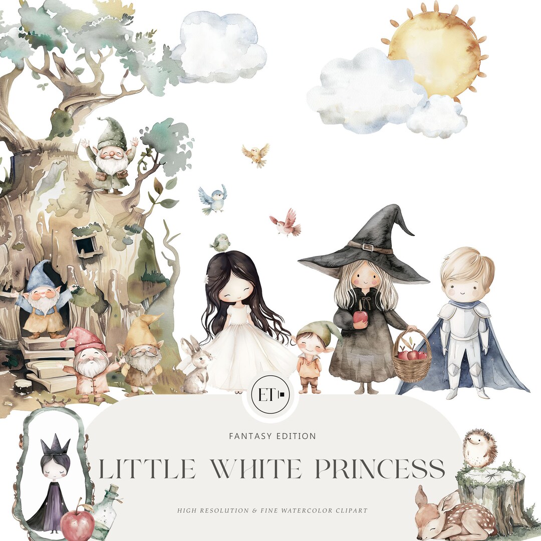 Snow White Clipart - Seven Dwarfs Clipart - Forest Animals - Evil Queen ...