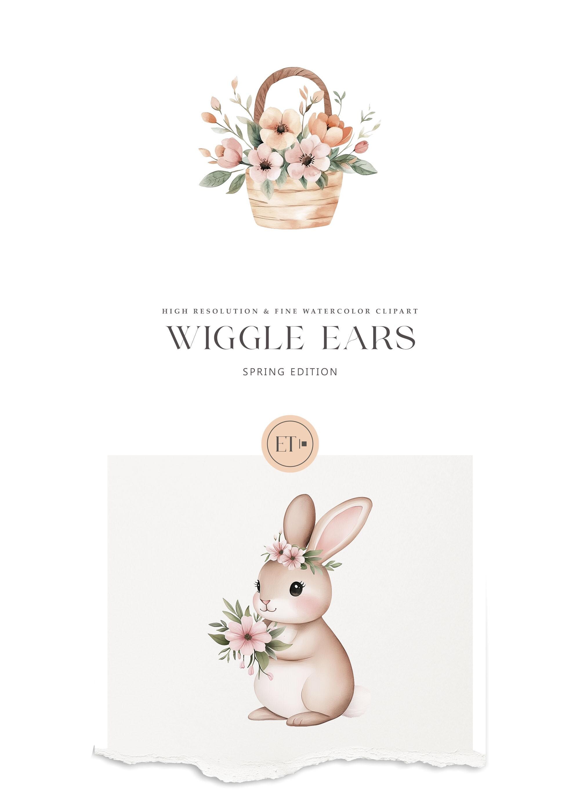 Watercolor Easter Bunny Clipart: Spring Nursery Graphics (PNG) - Etsy