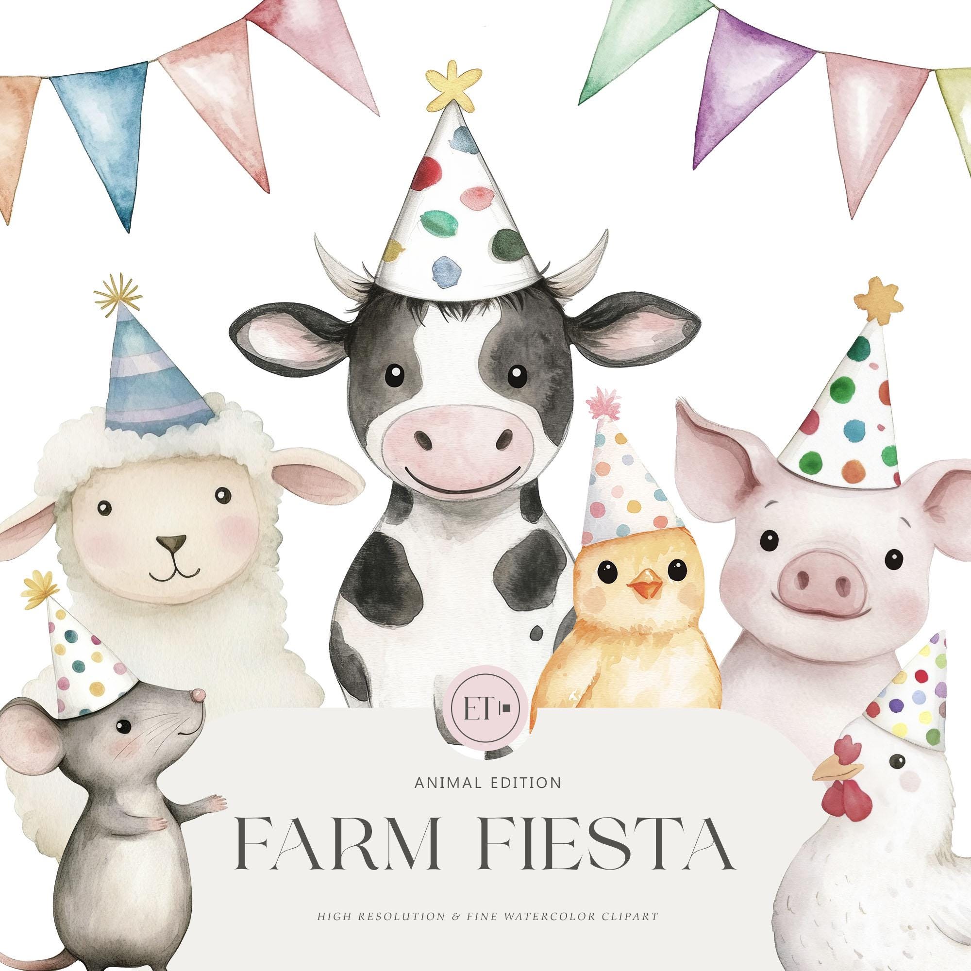 Watercolor Farm Animals Clipart: Birthday Party (commercial Use) - Etsy