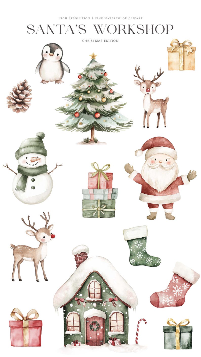 Santa's Workshop Clipart - Christmas Graphics - Xmass Elves ...