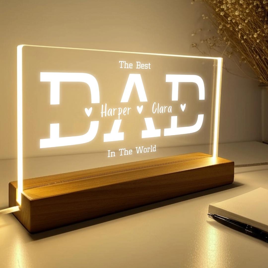 Personalized DAD LED Light With Kids Names, Custom Father’s Day Gift ...