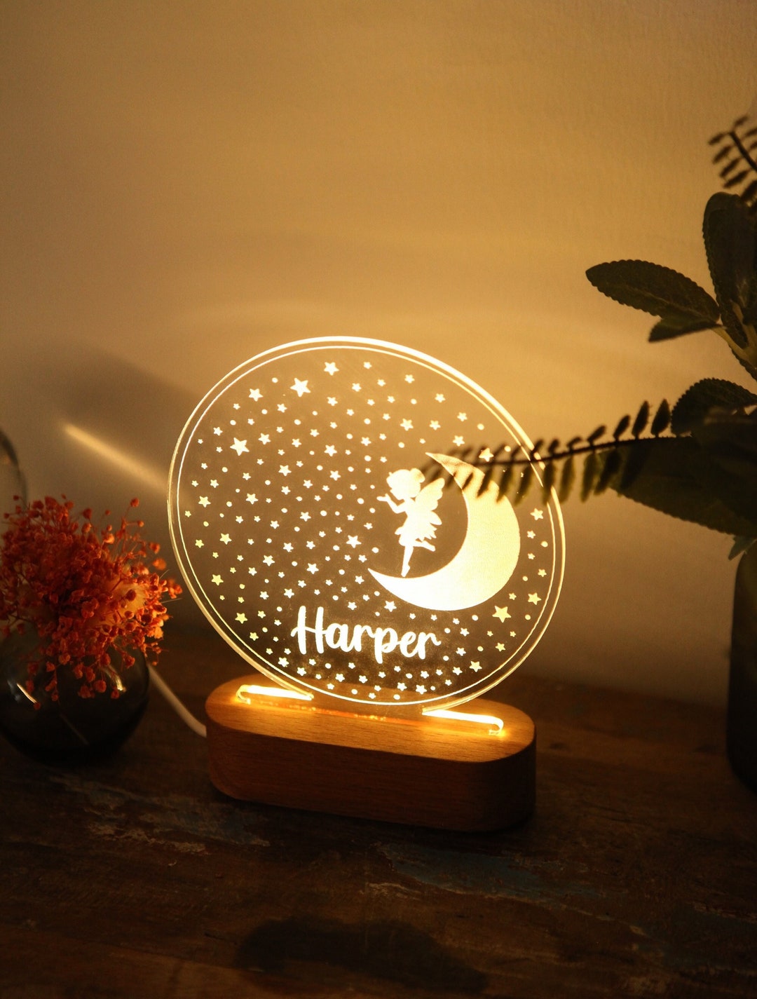 Christmas Gift for Baby Girl - Personalized Fairy Night Light - Kids ...