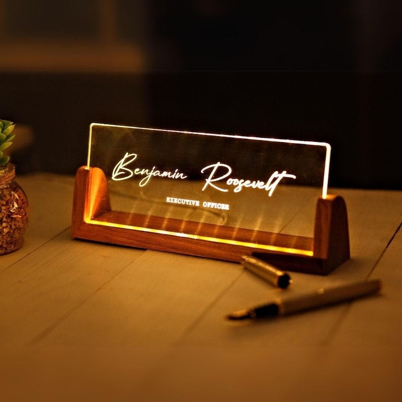 Desk Name Plate: Custom Lighted Sign (new Job or Promotion Gift) - Etsy UK
