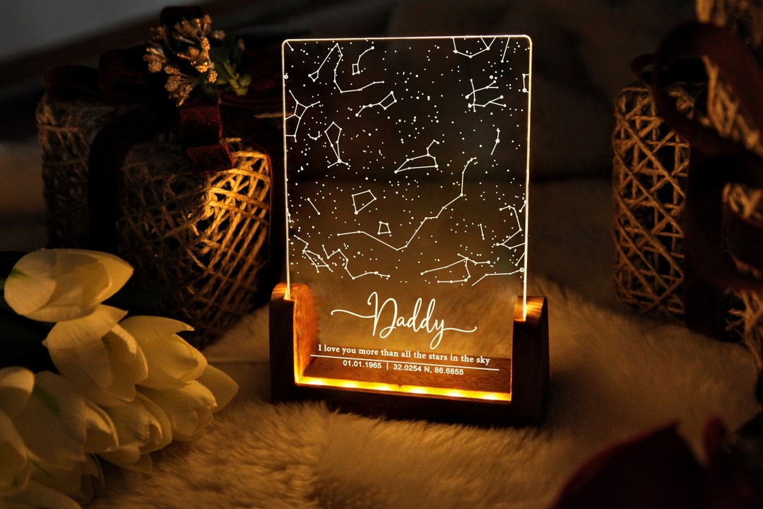 Personalized Constellation Chart Lamp - Star Map for Dad Birthday ...