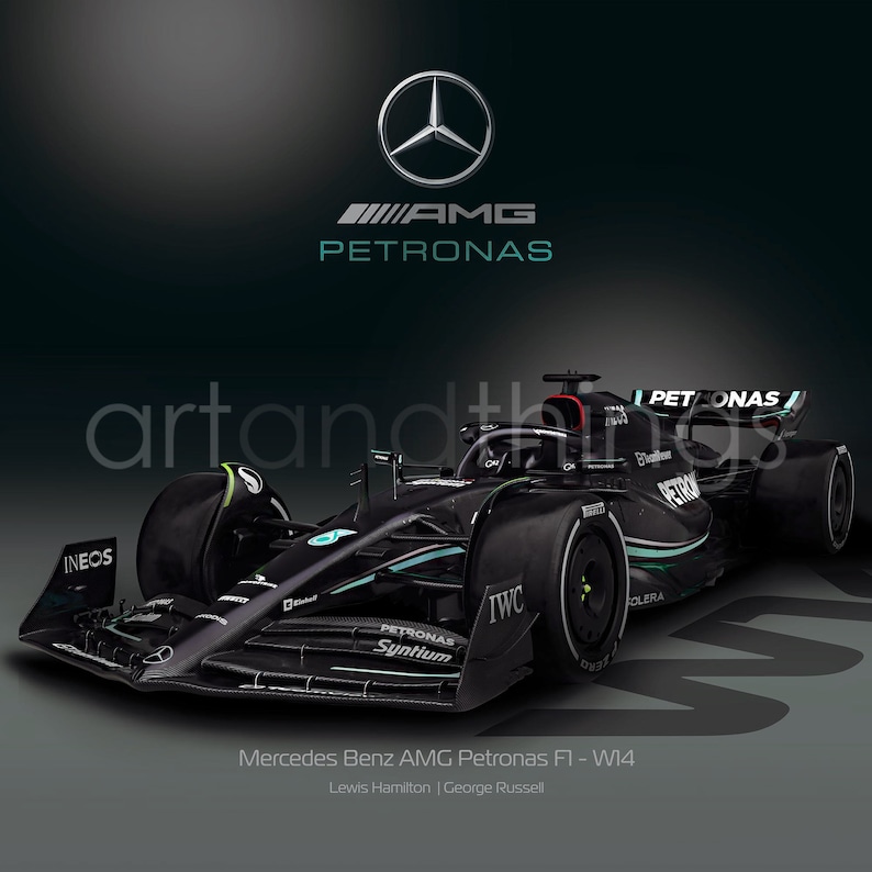 Mercedes F1 Car Poster 2023 W14 Lewis Hamilton George - Etsy