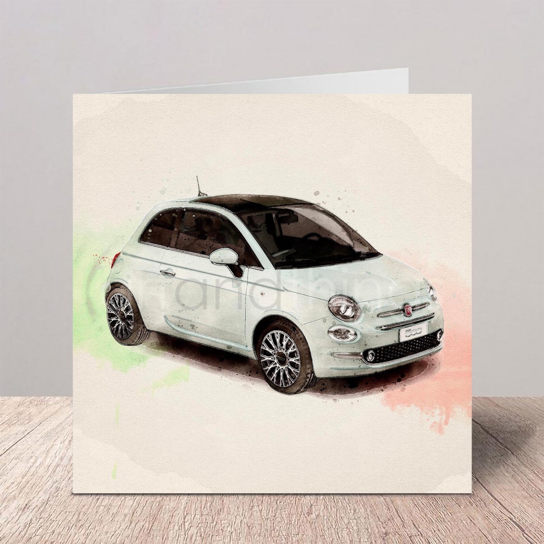 Fiat 500 Car | Greetings Card | Birthday Card | Watercolour Style - Etsy