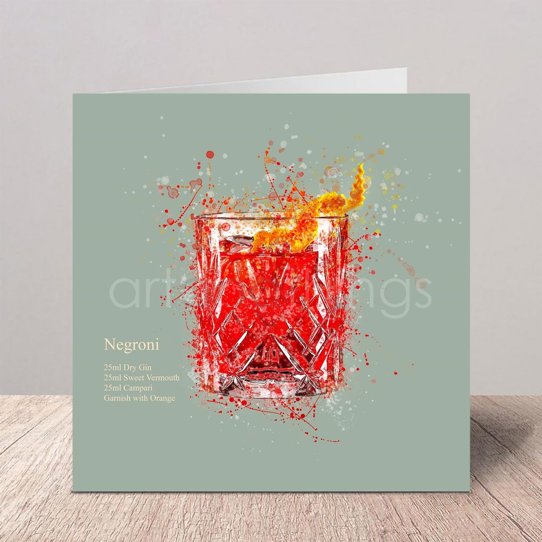 Negroni | Cocktail Recipe | Greetings Card | Birthday Card | Bar ...