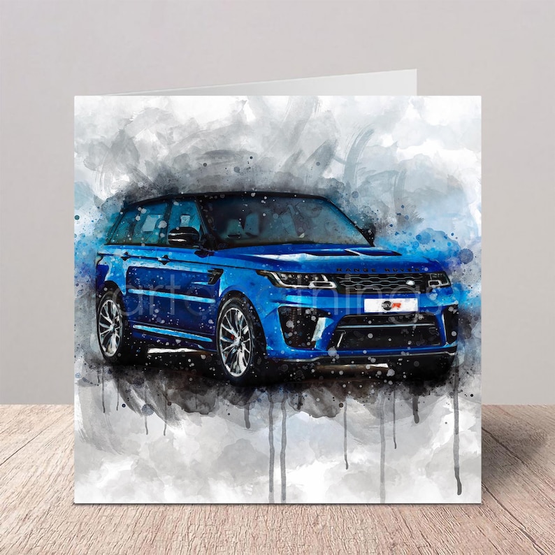 Range Rover Sport SVR Land Rover Car Watercolour Greetings Card ...