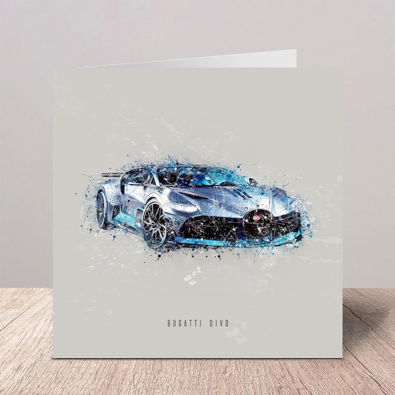 Bugatti Divo Hyper Car Supercar Sports Car Greetings Card Birthday Card ...
