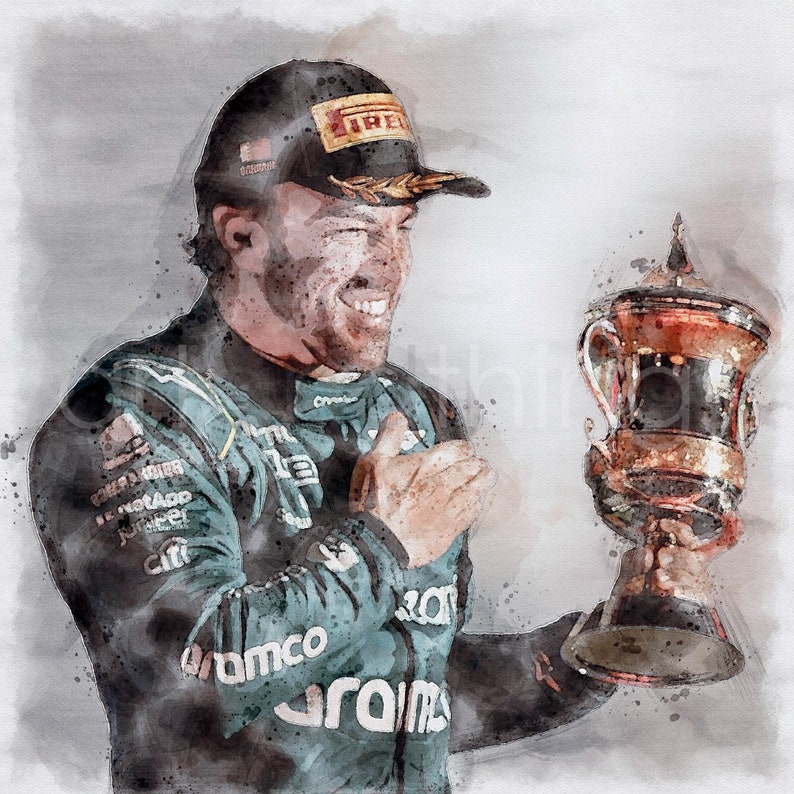 Fernando Alonso Podium Bahrain 2023 Aston Martin F1 Poster AMR23 Wall ...