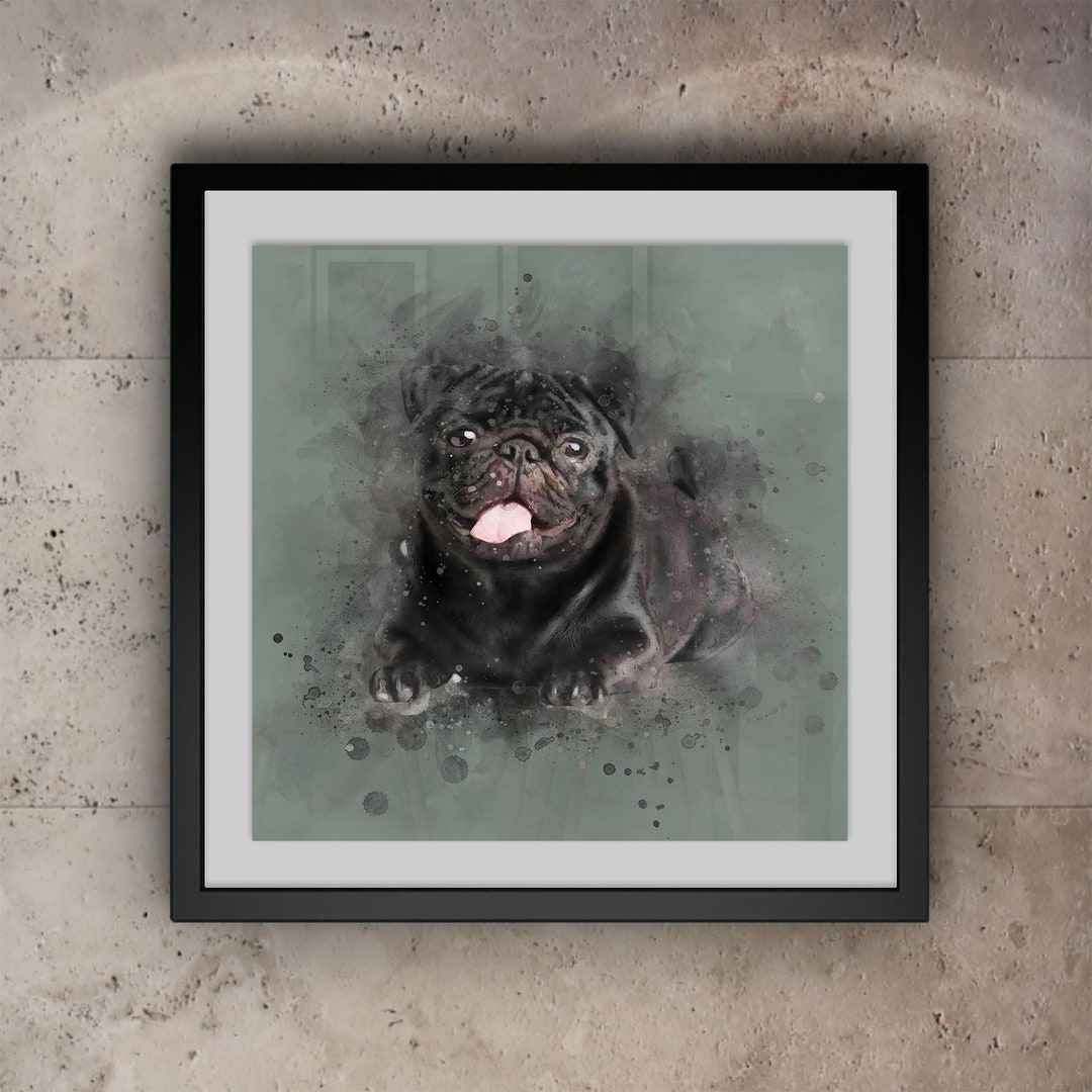 Black Pug Wall Art Pet Dog Poster Print - Etsy