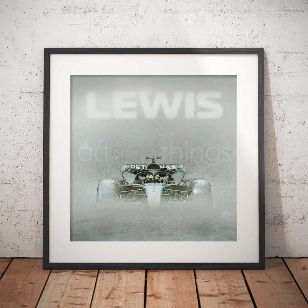 Lewis Hamilton Rain Print | 2024 Mercedes AMG W15 Car | Formula 1 ...