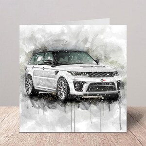 Range Rover Sport SVR Land Rover Car Watercolour Greetings Card ...