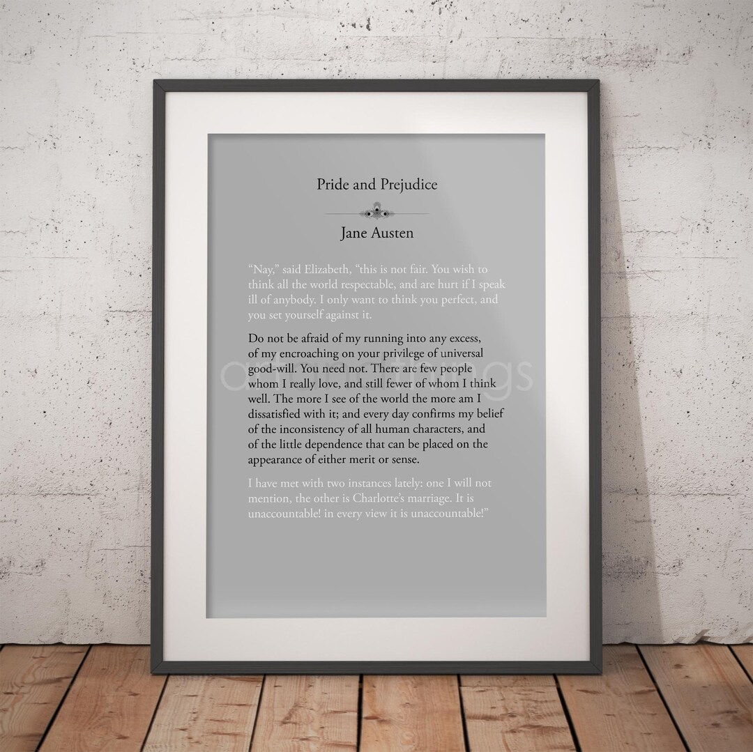 Jane Austen Quote | Pride and Prejudice | Wall Art | Poster | Print ...