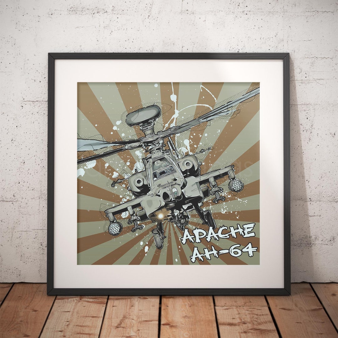 Apache AH-64 Helicopter Gunship | Chopper | Pop Art Style | Wall Art ...