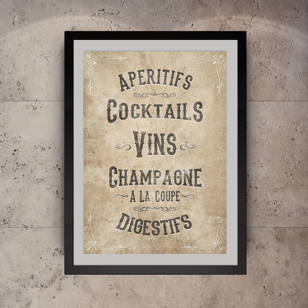 French Beverage Drinks Restaurant Menu Bar Vintage Retro - Etsy
