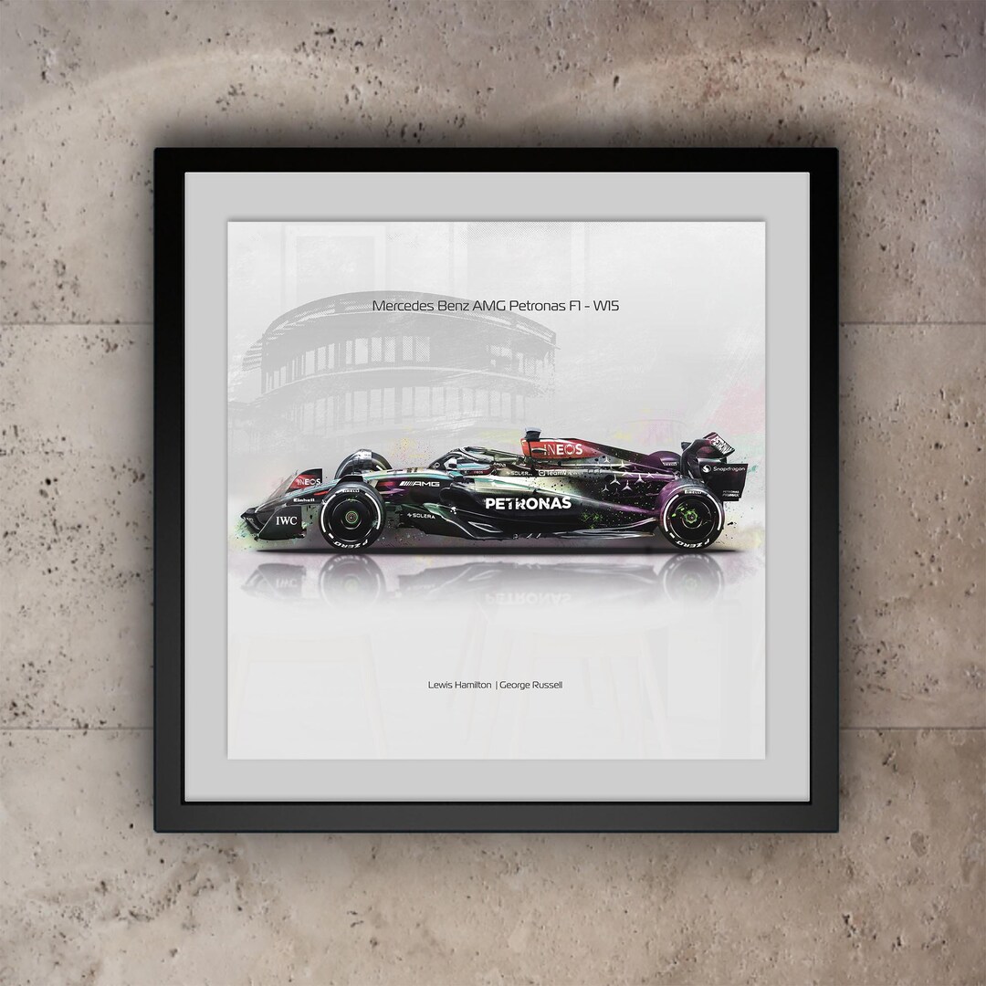 Mercedes F1 Car Poster 2024 W15 Lewis Hamilton George Russell Side Wall Art Mercedes AMG F1 ...